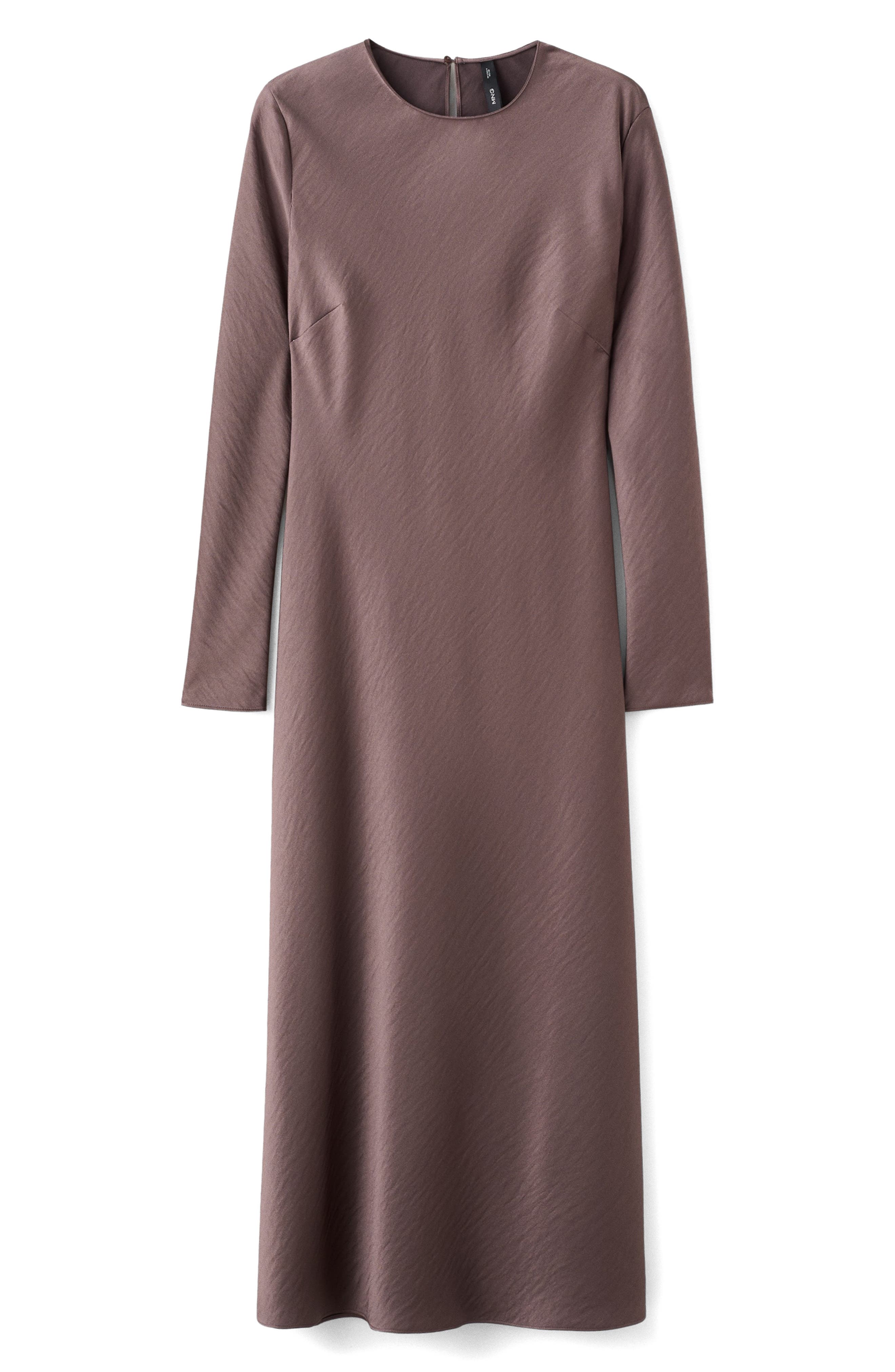 MANGO Long Sleeve Textured Satin Midi Dress | Nordstrom