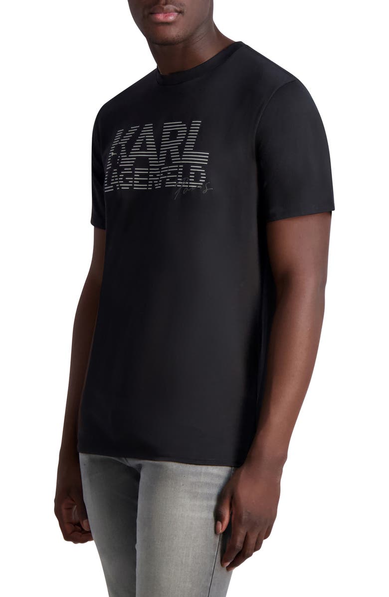 KARL LAGERFELD PARIS High Density Stripe Logo Pima Cotton Graphic Tee ...