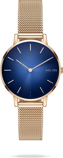 Solios Watches The Solar Mini | Blue Dial - Rose Gold Case | Nordstrom