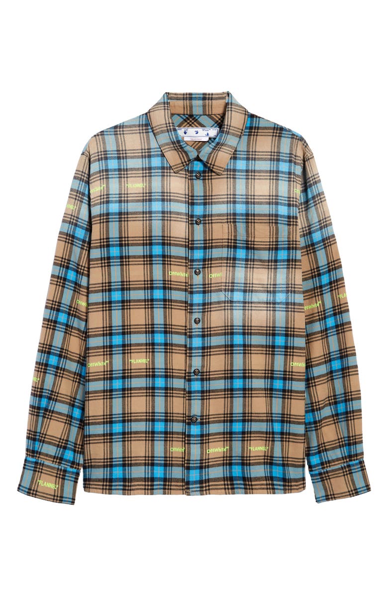 Off-White Helvet Logo Check Flannel Button-Up Shirt | Nordstromrack
