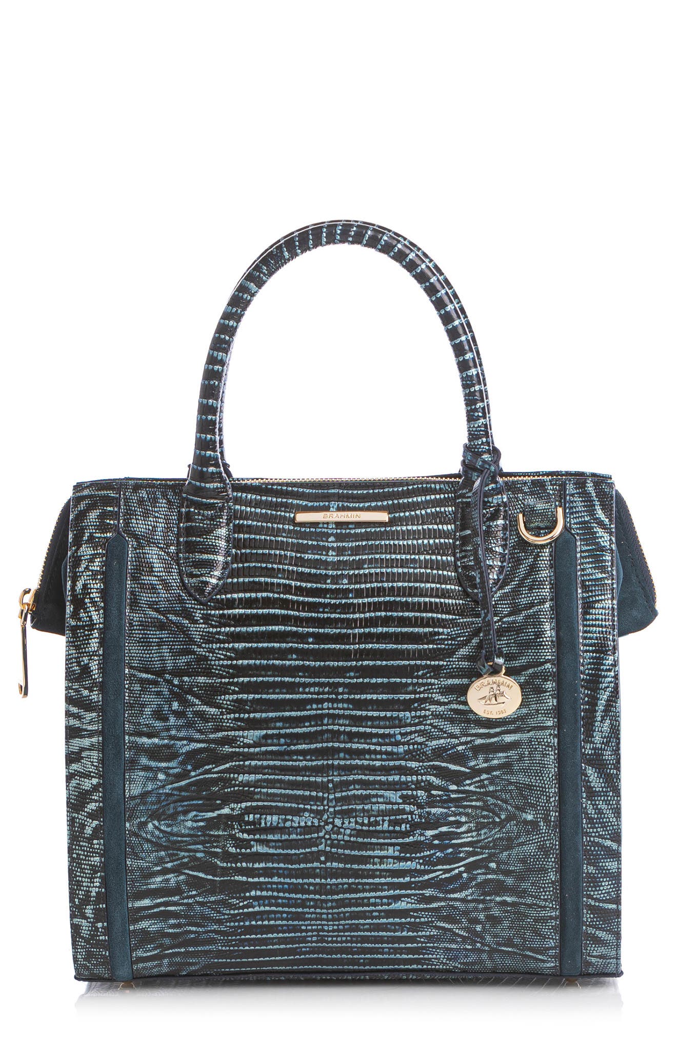 Brahmin Caroline Lizard Embossed Leather Satchel | Nordstrom