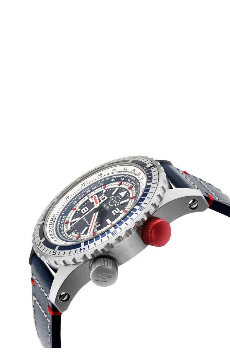 GV2 Men's GV2 Contasecondi Blue/White Dial Calfskin Leather Strap Watch ...