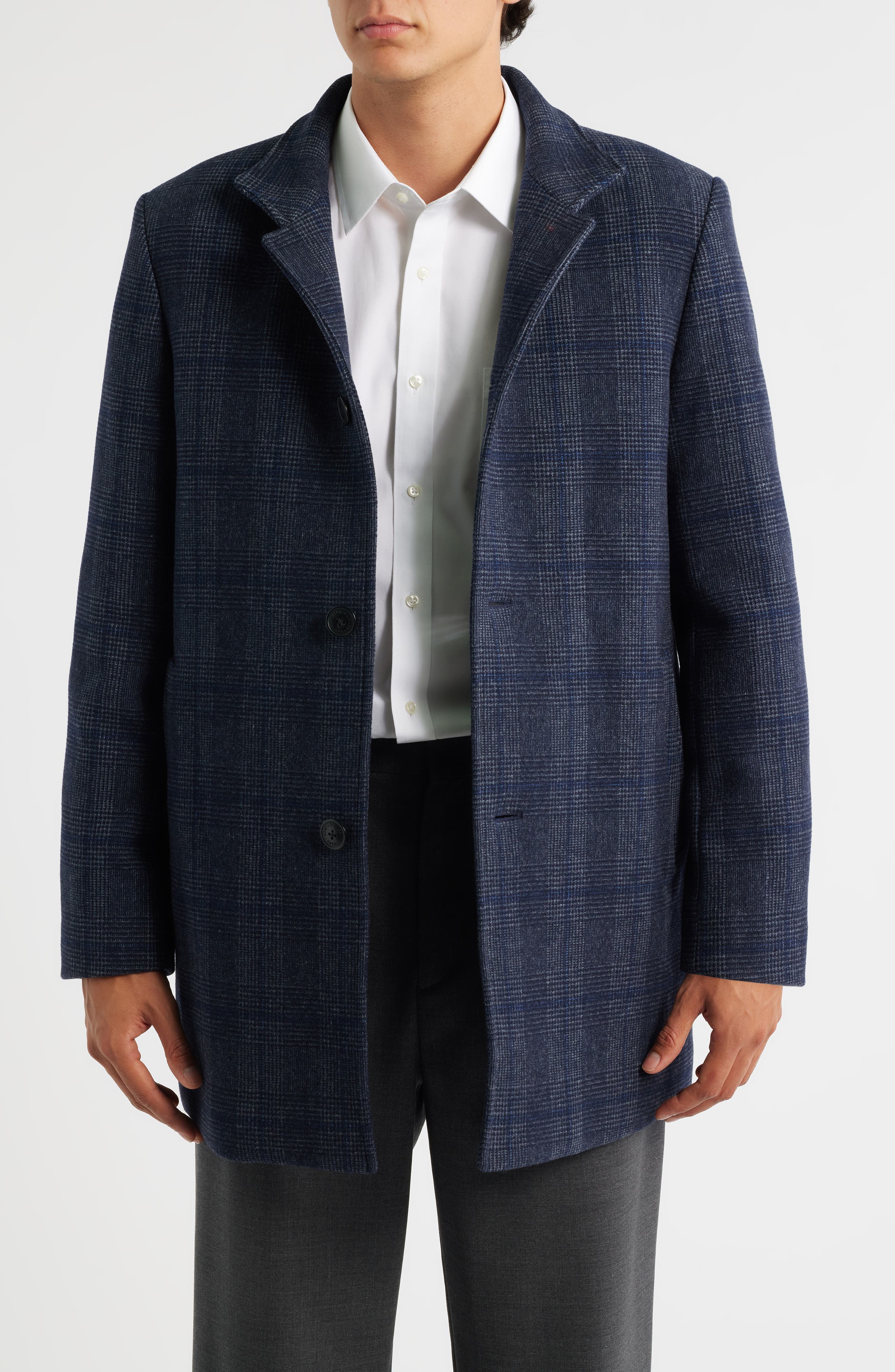 Hart Schaffner Marx Mason Plaid Wool Blend Overcoat with Quilted Bib ...