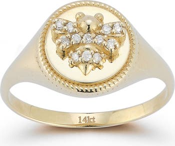 Ember Fine Jewelry 14K Gold Diamond Bee Signet Ring - 0.08 ctw ...