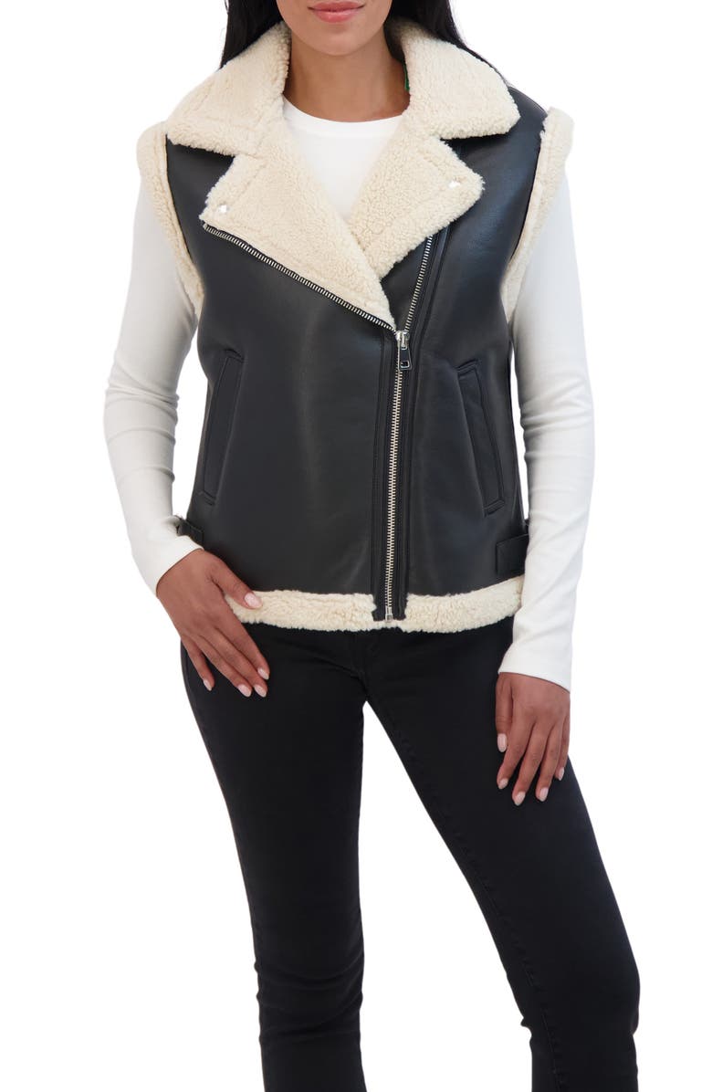 Sebby Faux Shearling Moto Zip Vest | Nordstromrack