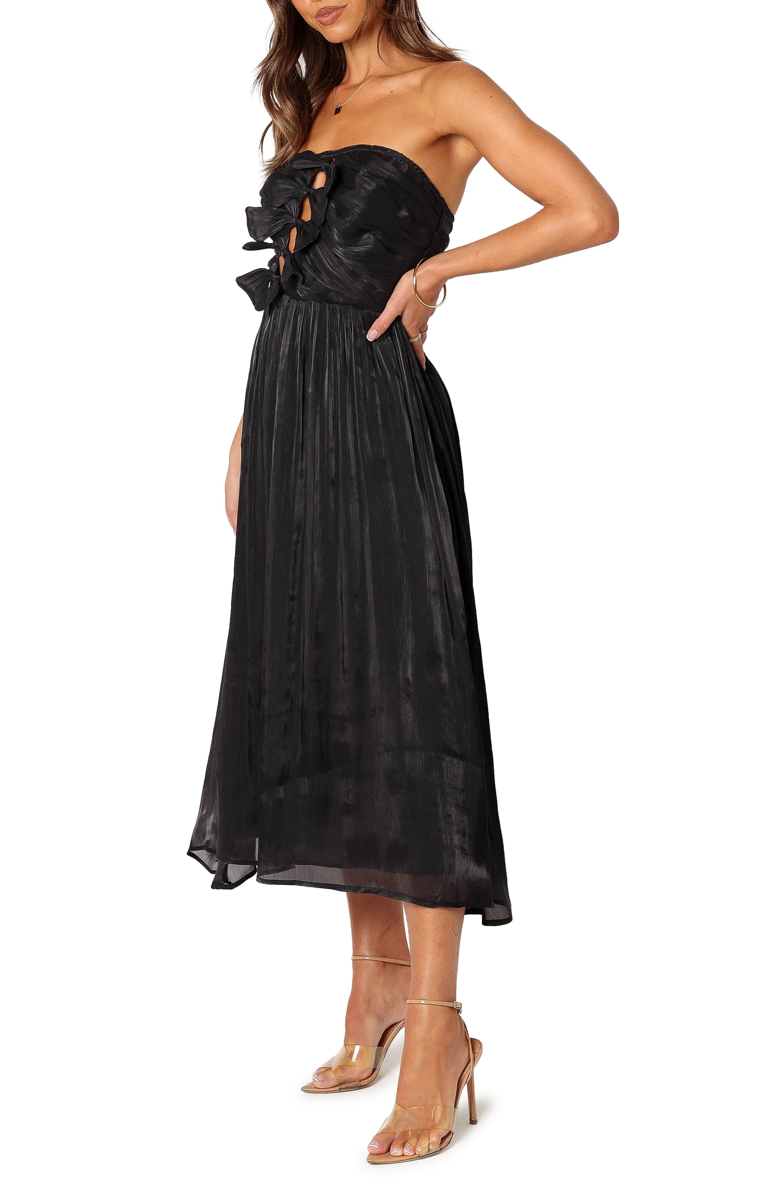 Petal & Pup Mila Strapless Bow Cutout Midi Dress | Nordstrom