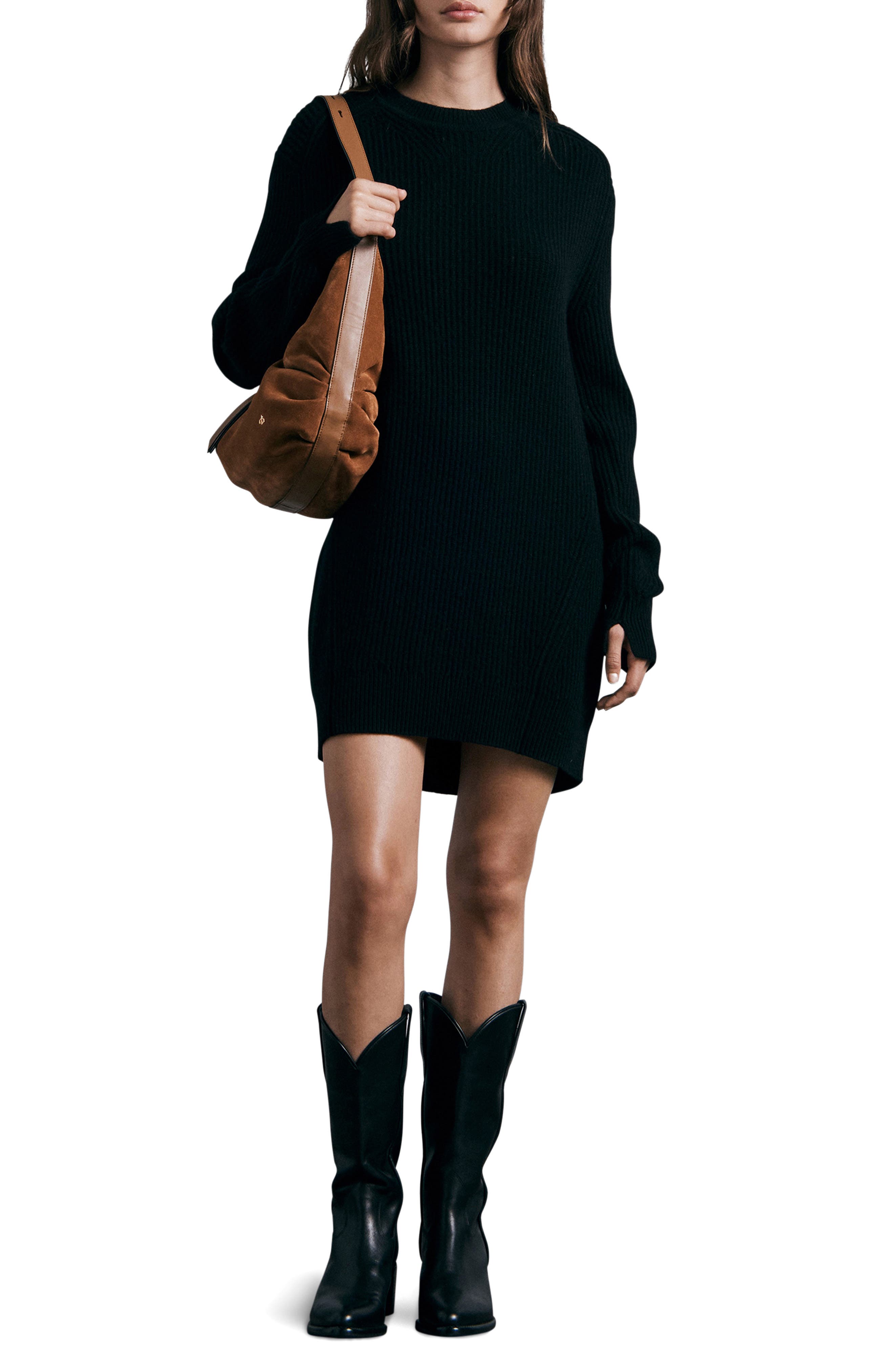 rag & bone Pierce Long Sleeve Cashmere Shift Minidress | Nordstromrack