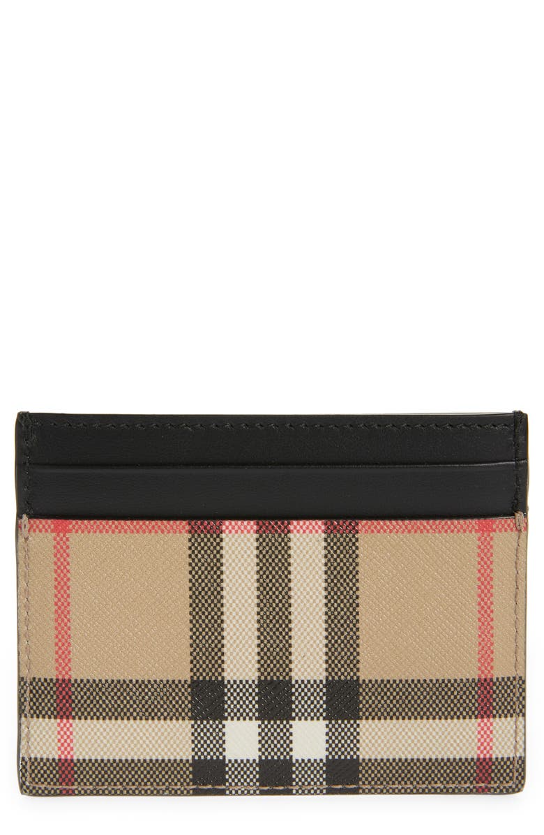 Burberry Sandon Check E-Canvas & Leather Card Case | Nordstromrack