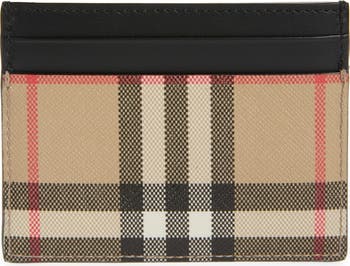 Burberry Sandon Check E-Canvas & Leather Card Case | Nordstromrack