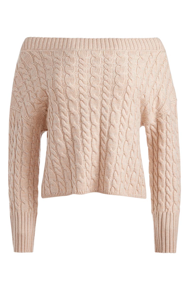 Alice + Olivia Ina Off the Shoulder Wool Blend Cable Sweater ...