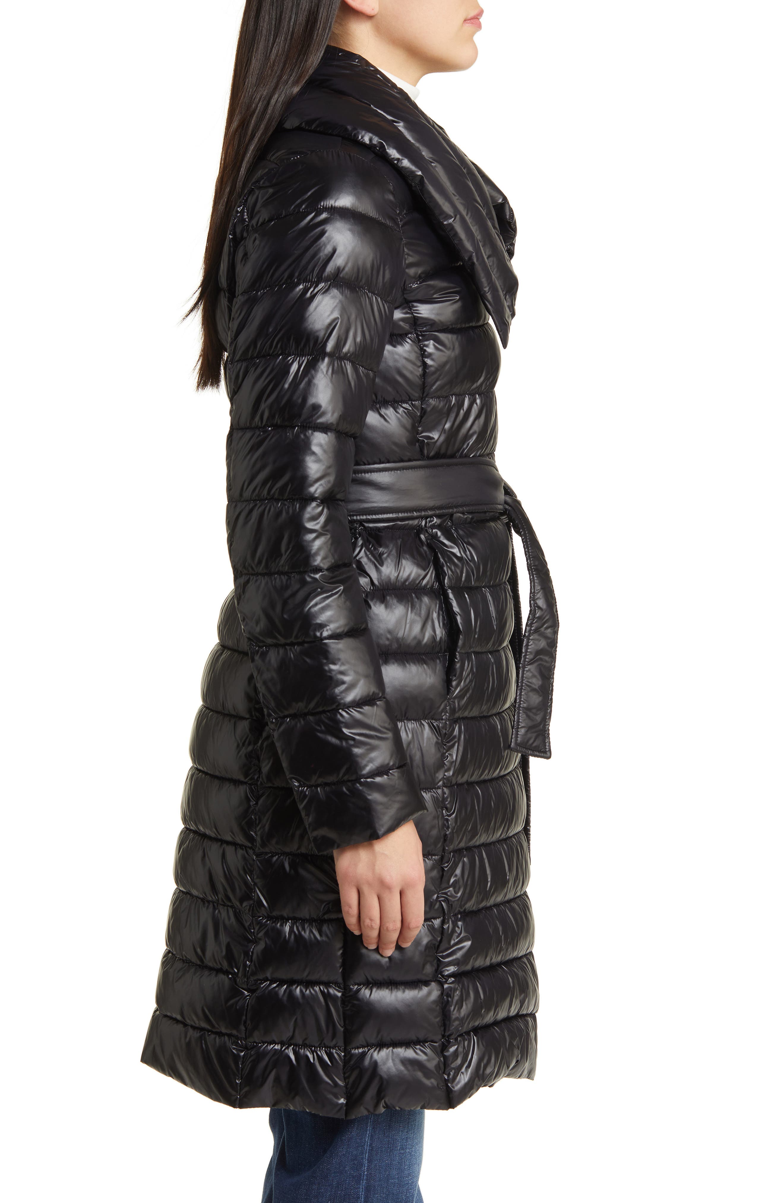 Via Spiga Asymmetric Belted Puffer Coat | Nordstrom