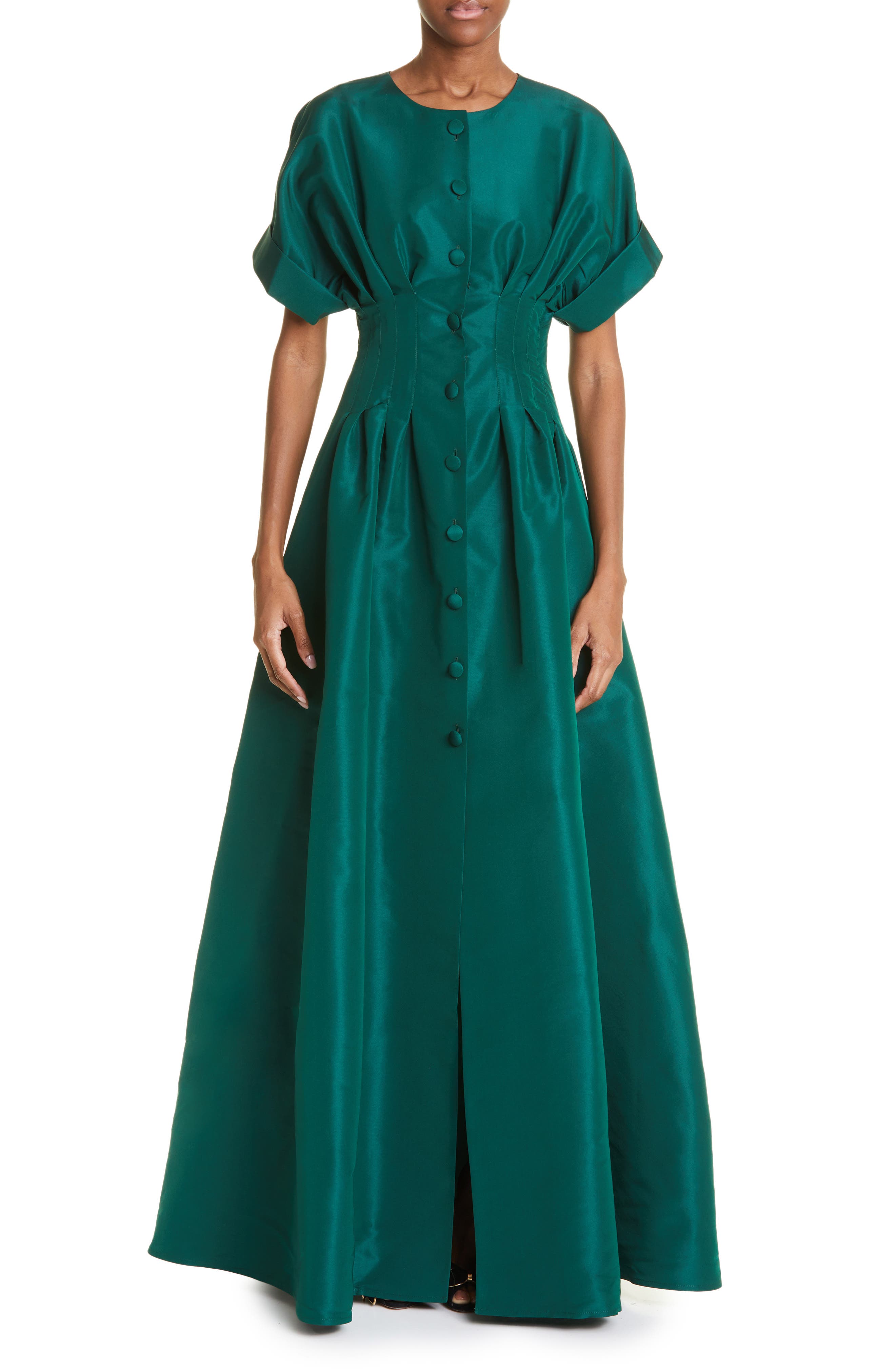 Carolina Herrera Roll Sleeve Silk Gown | Nordstrom