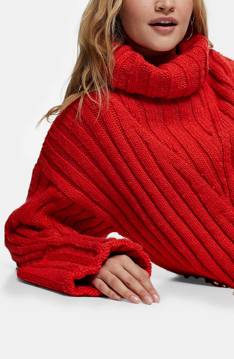 Topshop Turnback Cuff Turtleneck Sweater | Nordstrom