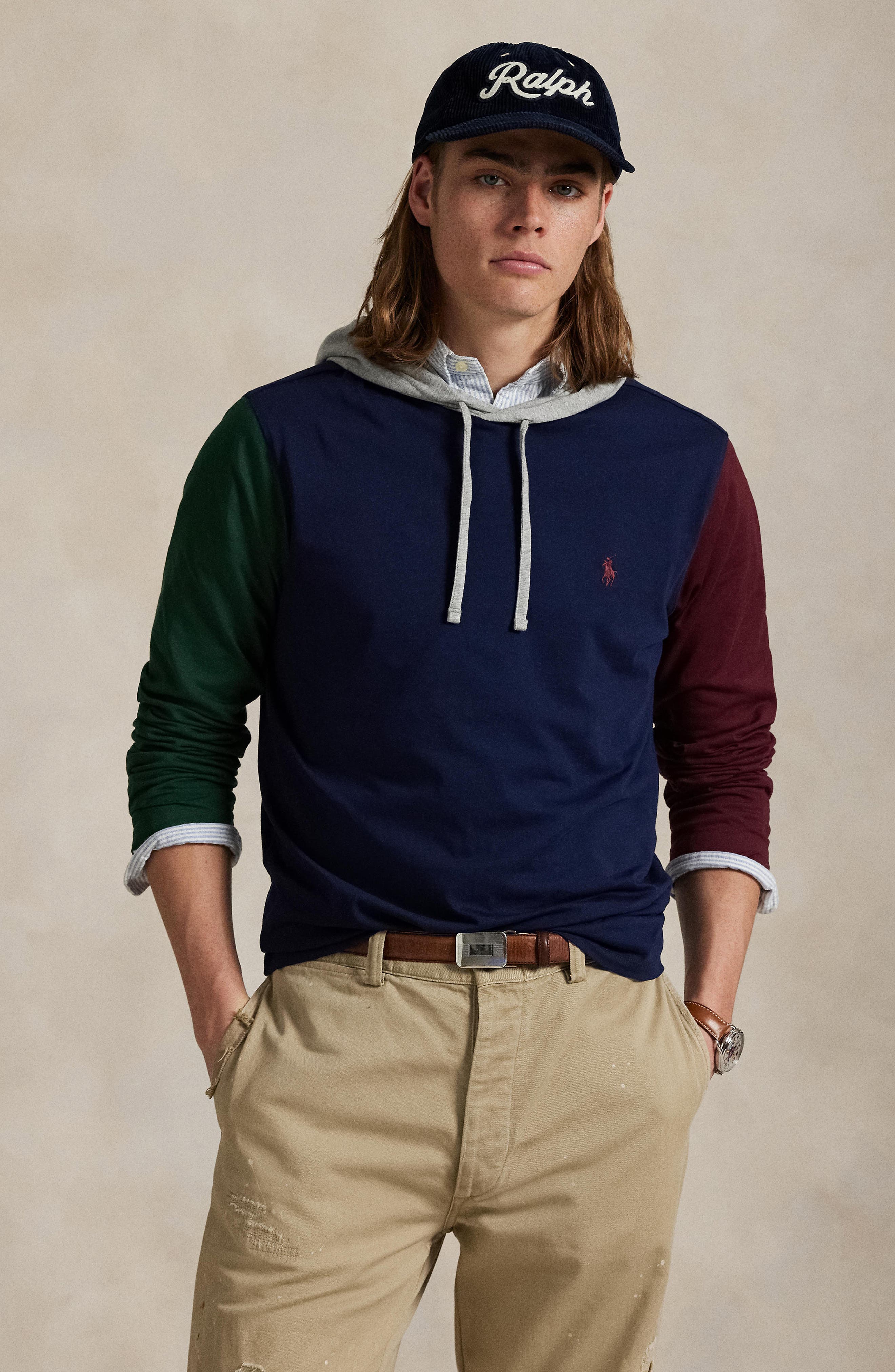 Polo Ralph Lauren Colorblock Hooded Long Sleeve T-Shirt | Nordstrom