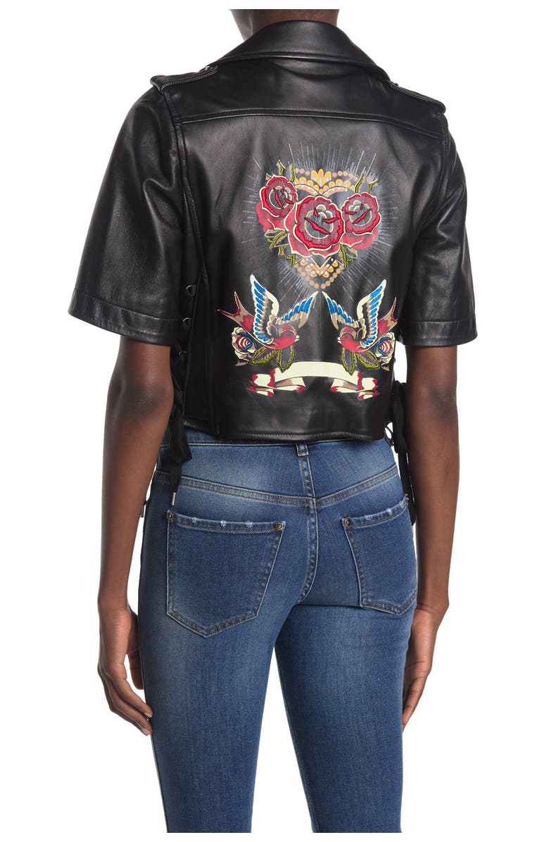 RED Valentino Short Sleeve Leather Jacket | Nordstromrack