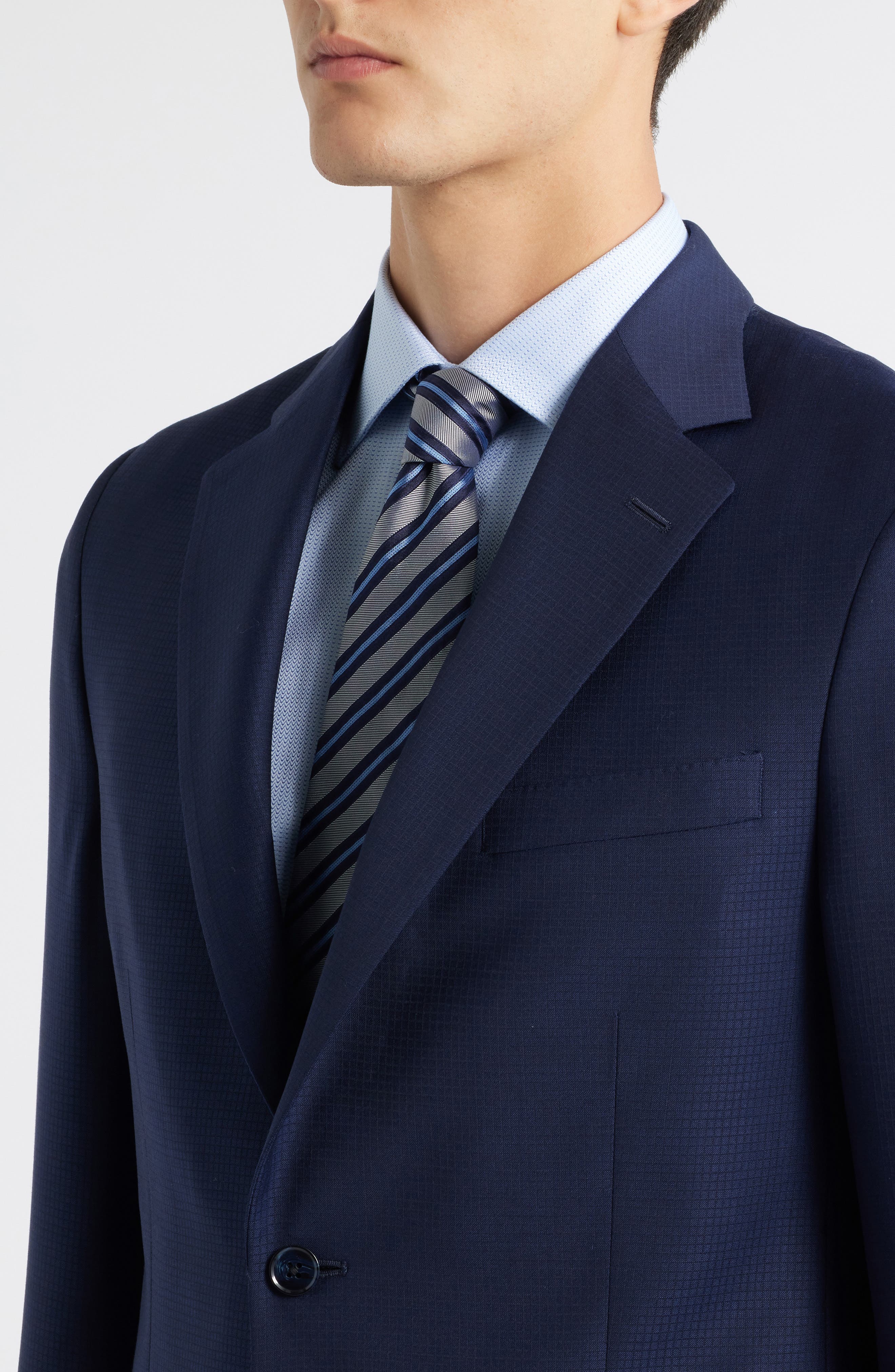 Peter Millar Hartford Classic Fit Navy Textured Check Wool Suit | Nordstrom