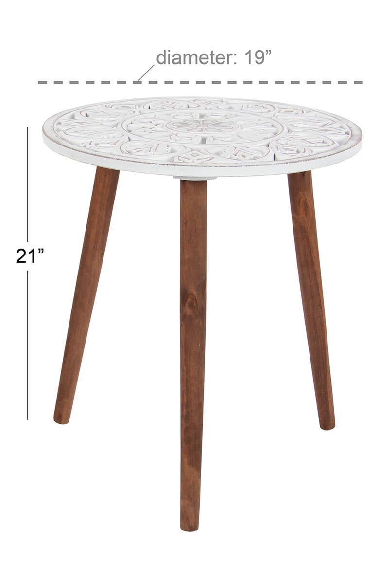 GINGER BIRCH STUDIO White Wood Handmade Intricately Carved Floral ...