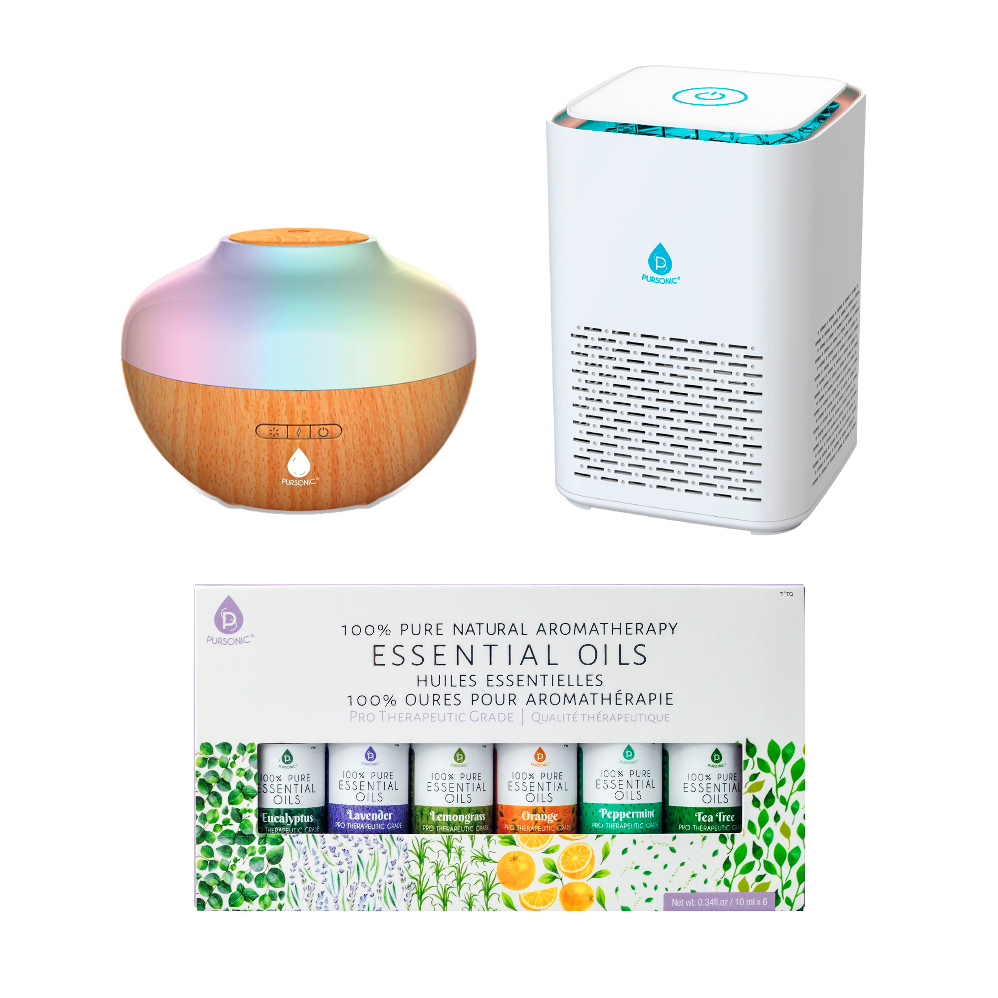 PURSONIC Ultimate Wellness Bundle Air Purifier, Diffuser & Essential ...