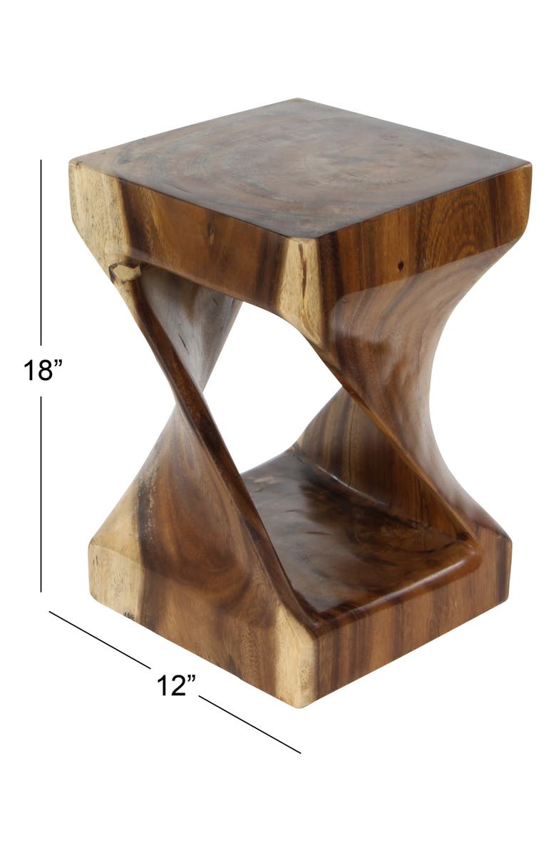 GINGER BIRCH STUDIO Brown Suar Wood Handmade Accent Table with Spiral ...