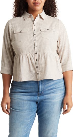 Belldini Collar Three-Quarter Sleeve Peplum Blouse | Nordstromrack