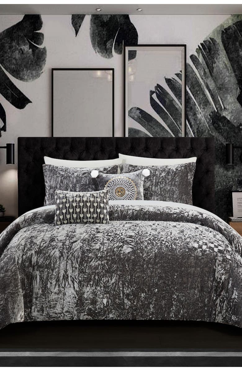 CHIC Giuliana Rich - Textured Crinkle Velvet Design Queen Comforter Set ...
