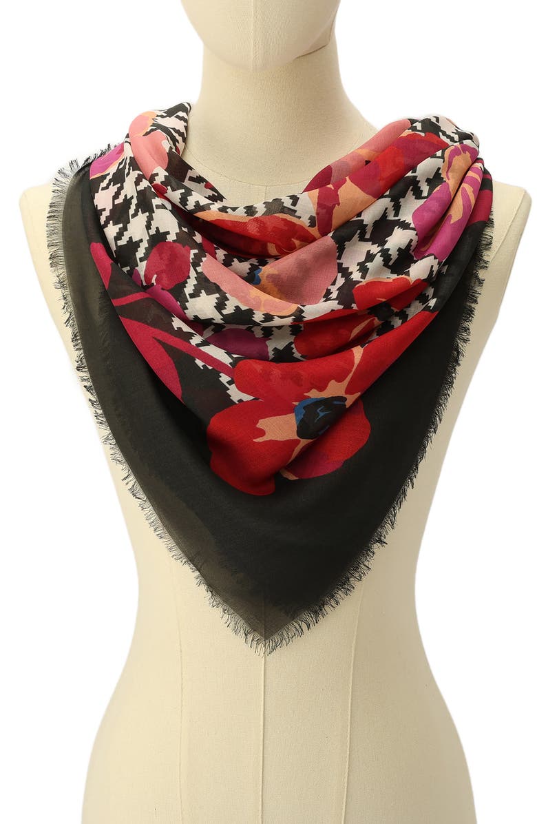 Kate Spade New York houndstooth poppies modal square scarf | Nordstrom