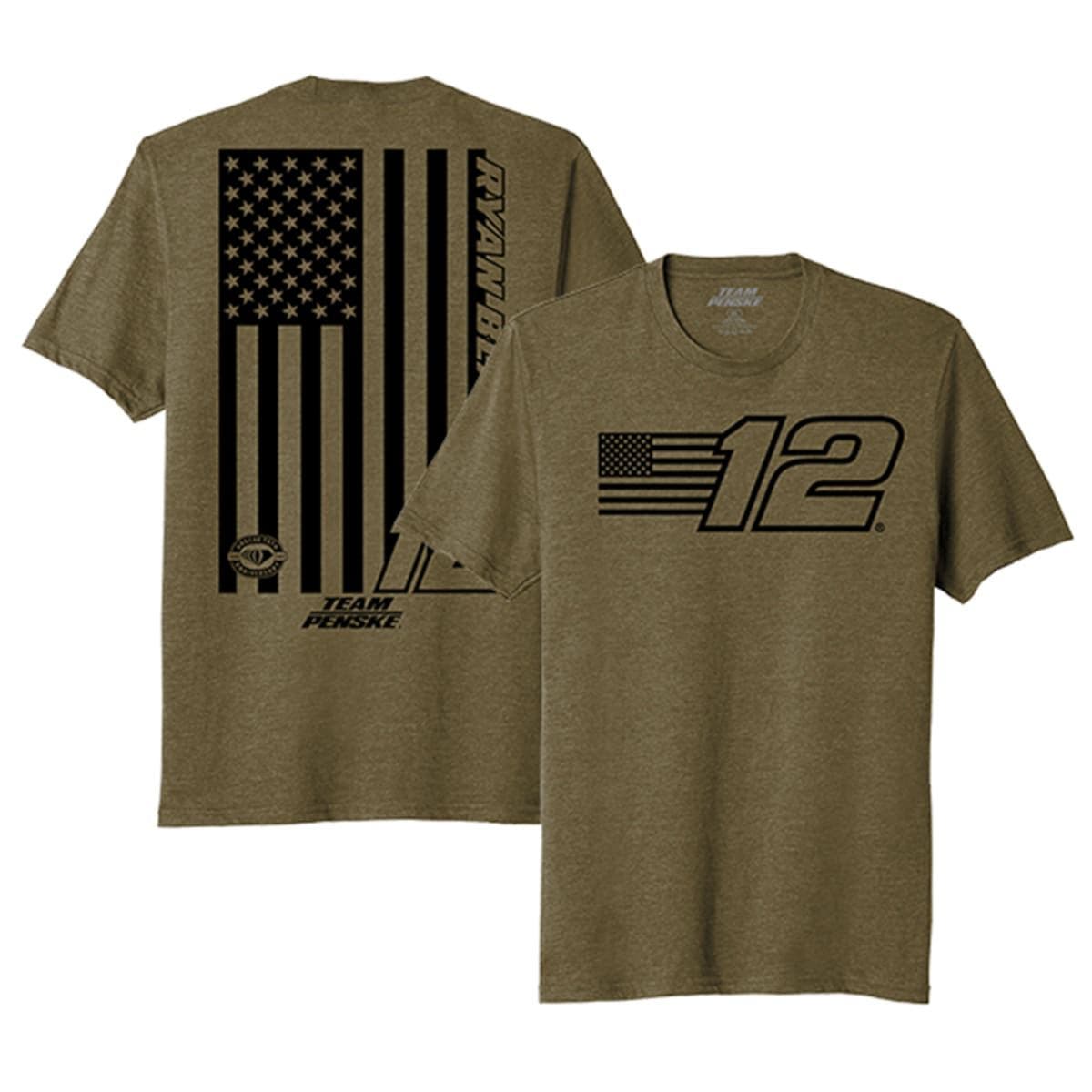 TEAM PENSKE Men's Team Penske Olive Ryan Blaney 2023 #12 American Flag ...