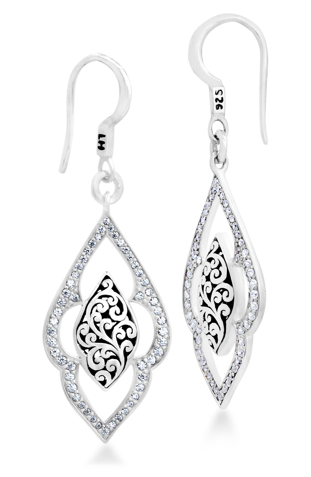 Lois Hill Pavé Diamond Outline Scroll Focus Drop Earrings - 0.60ct ...