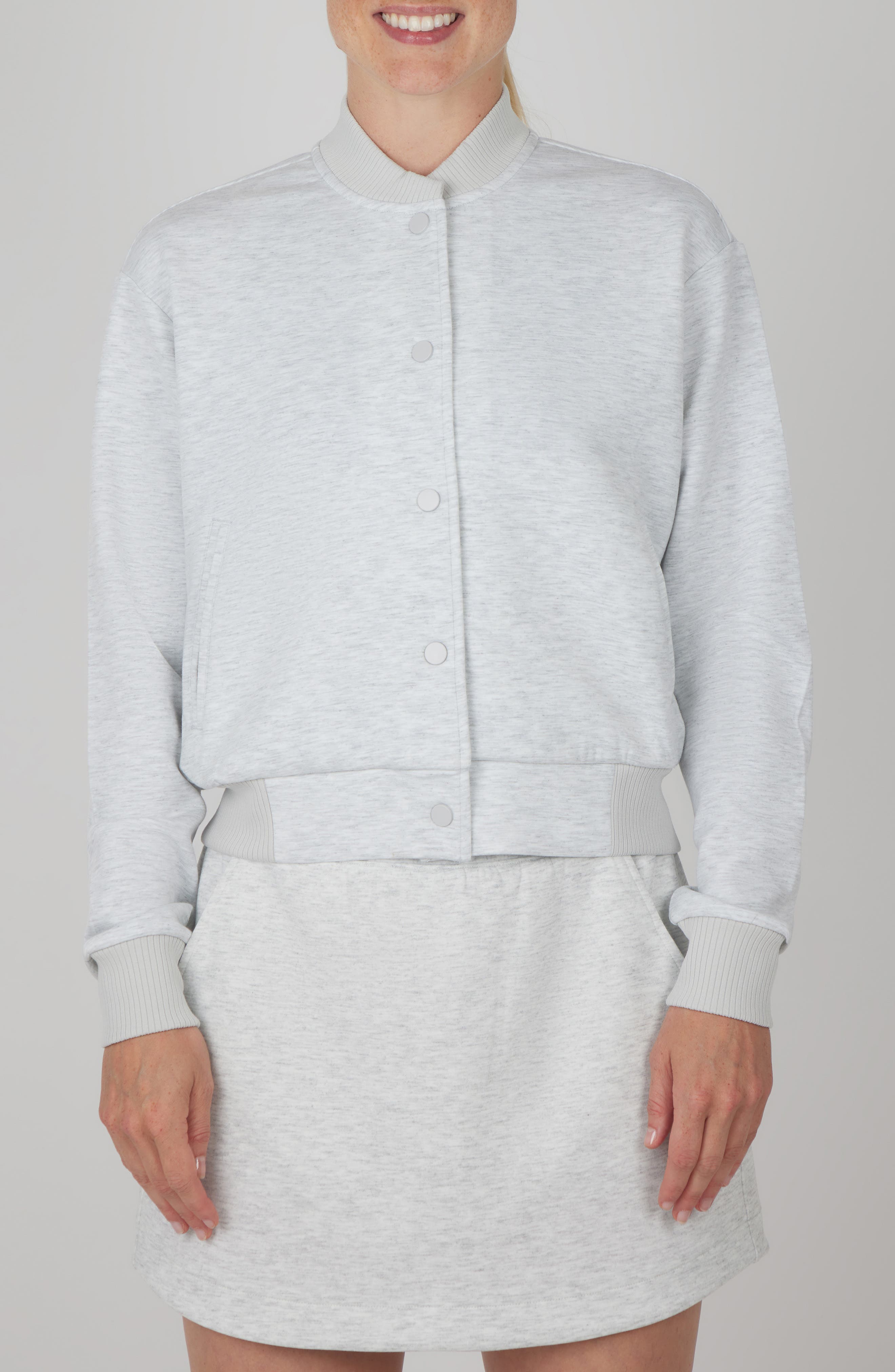 YOGALICIOUS Second Avenue Snap Front Scuba Bomber Jacket | Nordstromrack