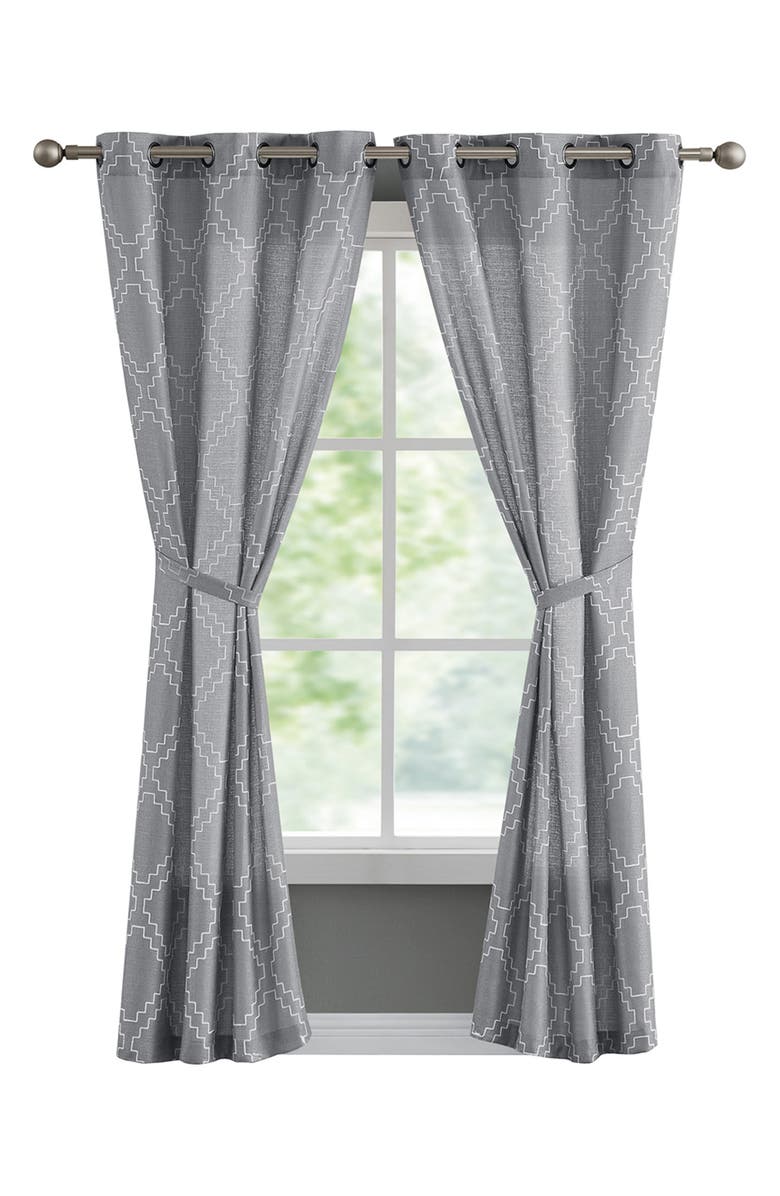 French Connection Somerset Embroidered Set of 2 Curtain Panels ...