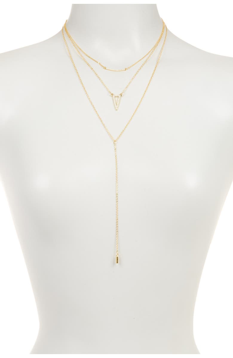 Sterling Forever Layered Cubic Zirconia Bar & Triangle Y-Necklace ...