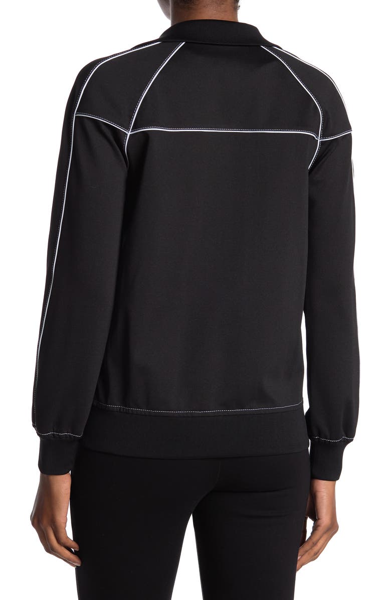 VALENTINO DONNA Contrast Stitching Logo Zip Jacket | Nordstromrack