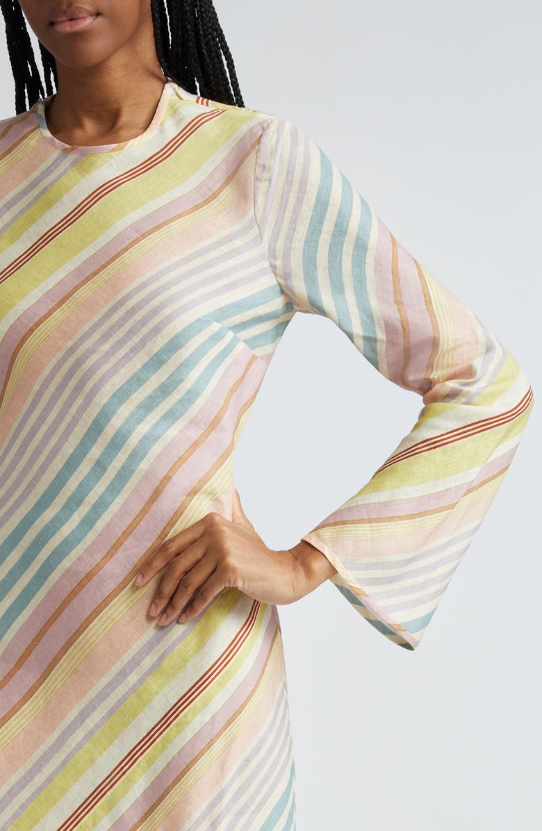 Zimmermann Halliday Stripe Bias Cut Long Sleeve Linen Maxi Dress ...