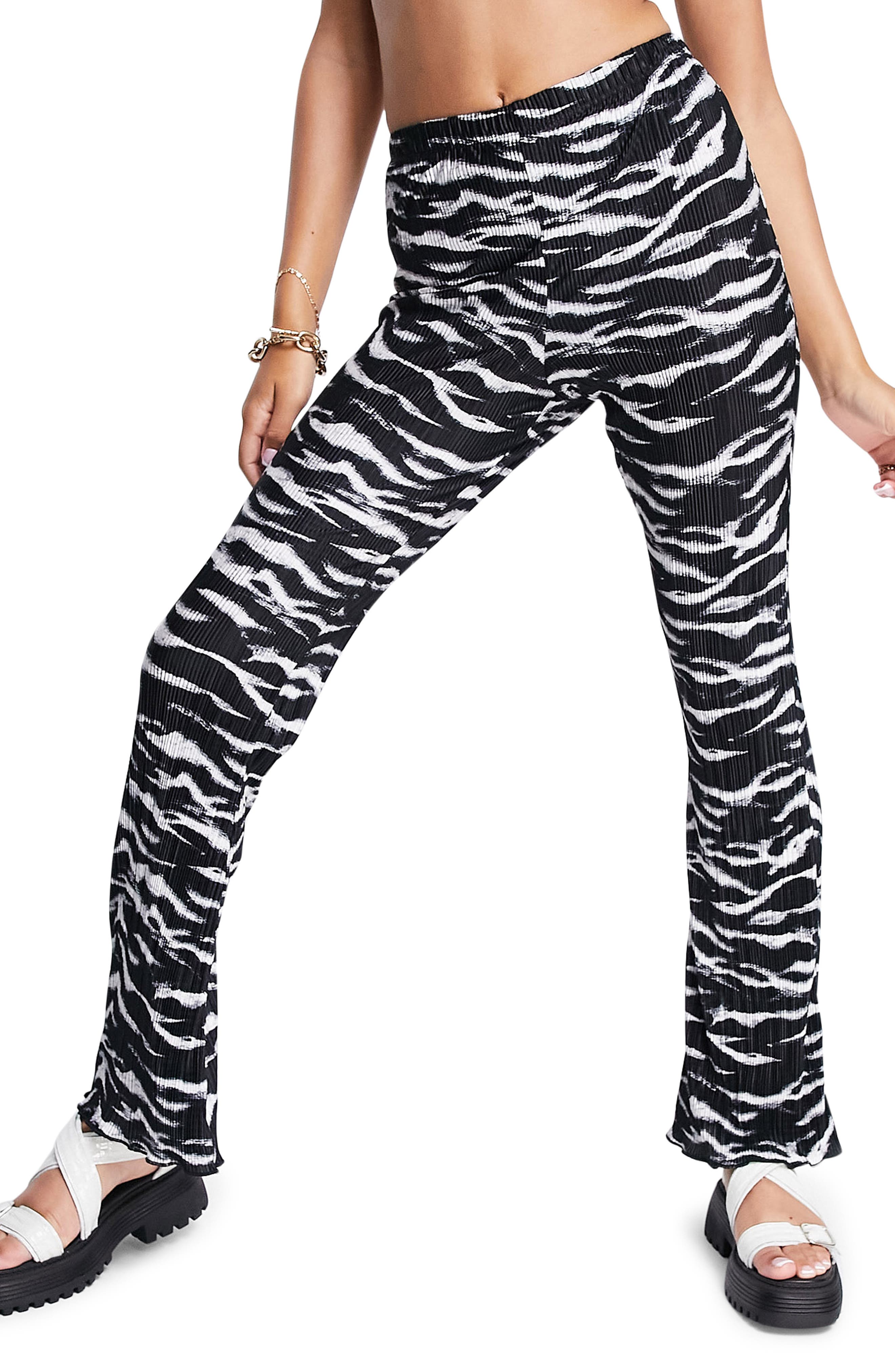 Topshop Zebra Print Plisse Trousers | Nordstromrack