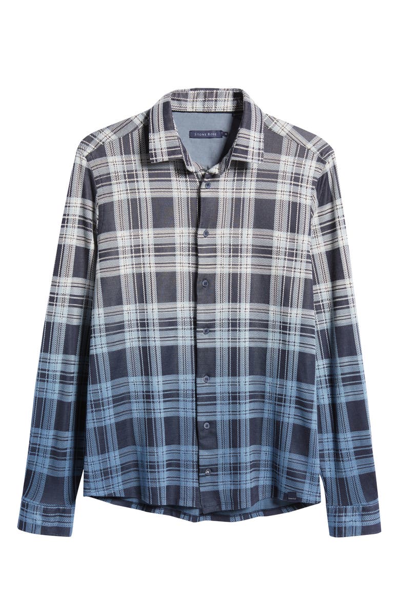 Stone Rose Plaid Dip Dye Knit Button-Up Shirt | Nordstromrack
