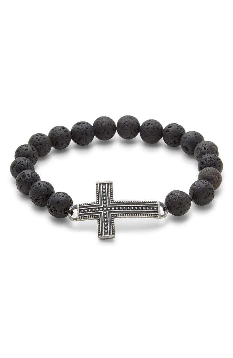 Brook and York Men's Cross Lava Rock Beaded Bracelet | Nordstrom