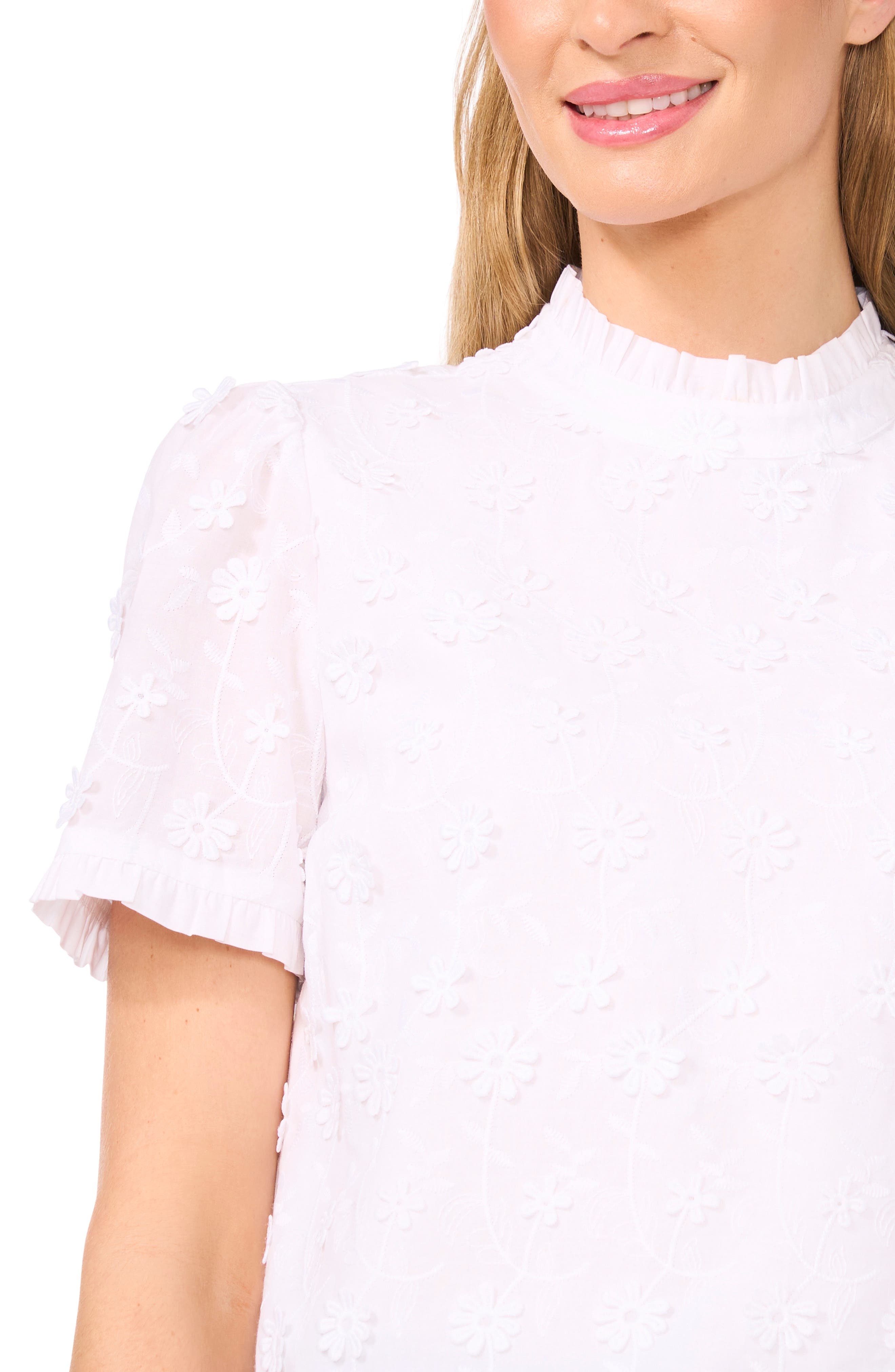 CeCe Floral Appliqué Cotton Top | Nordstrom