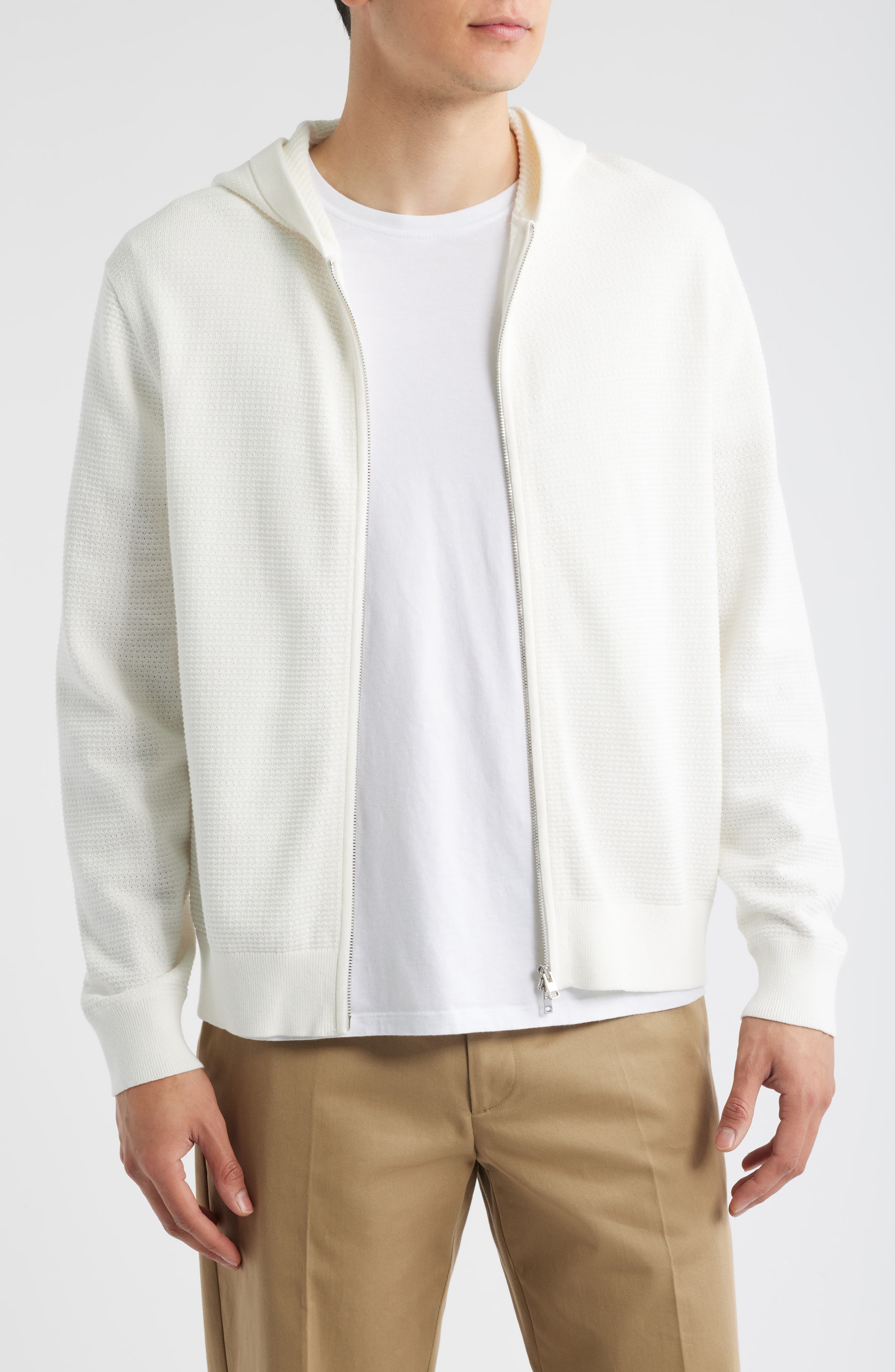 Theory Myhlo Perforated Waffle Cotton Zip Hoodie | Nordstrom