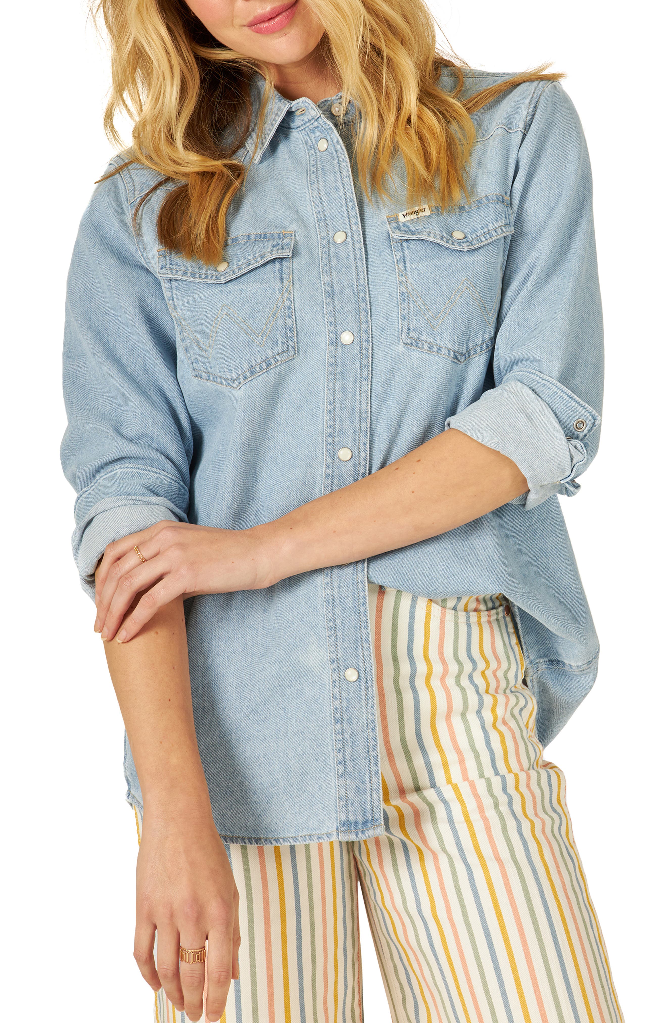 Wrangler Heritage Denim Snap Shirt | Nordstromrack