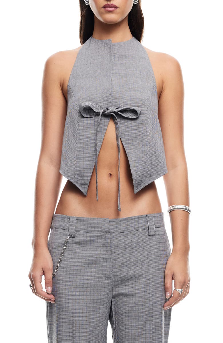 LIONESS Butterfly Tie Plaid Halter Top | Nordstromrack