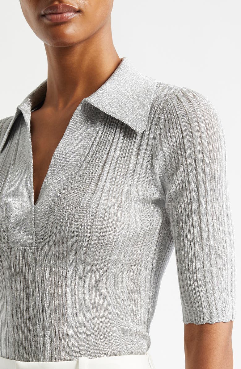 A.L.C. Joey Metallic Elbow Sleeve Polo | Nordstromrack