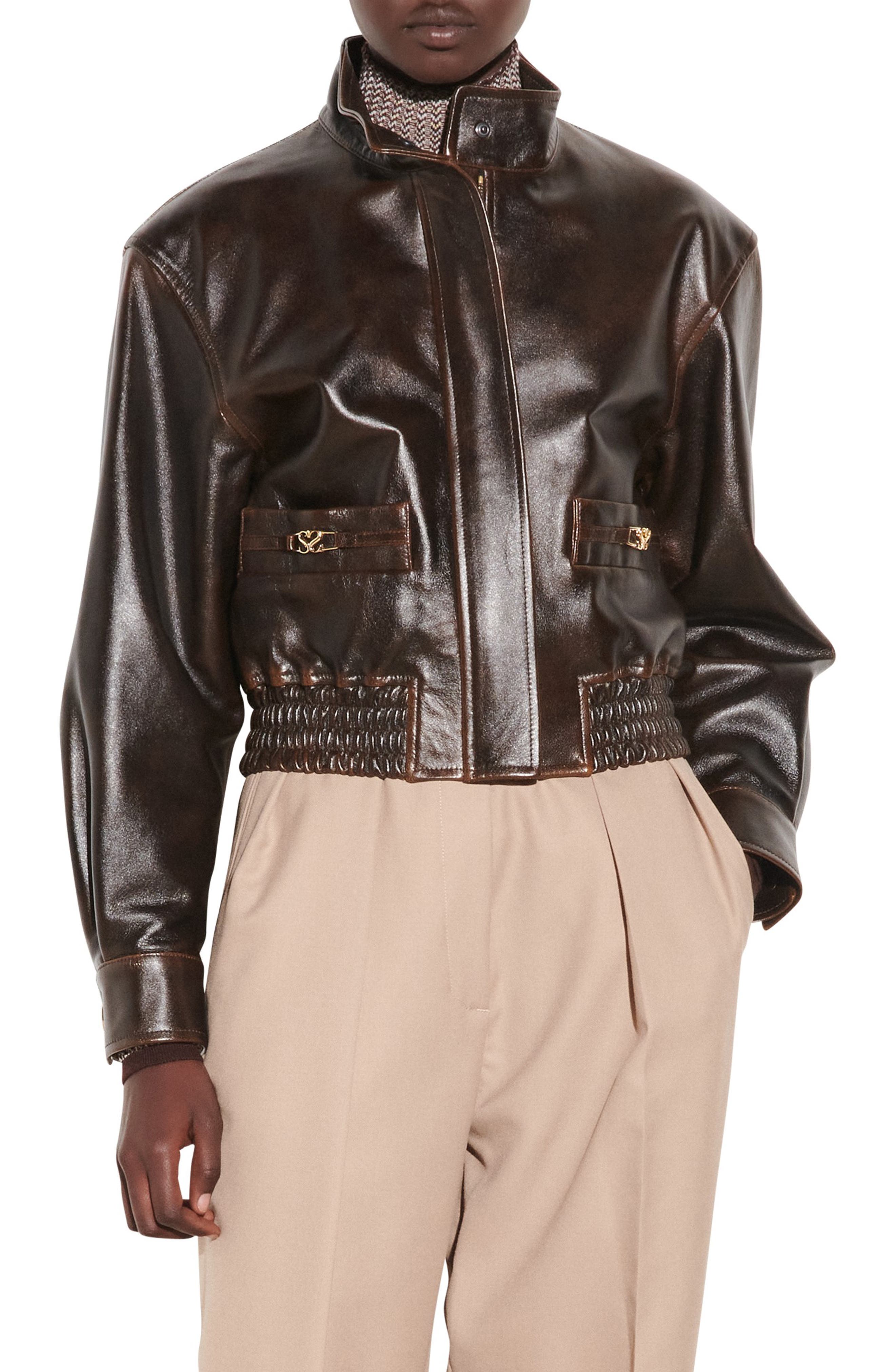 SANDRO Leather Bomber Jacket | Nordstrom