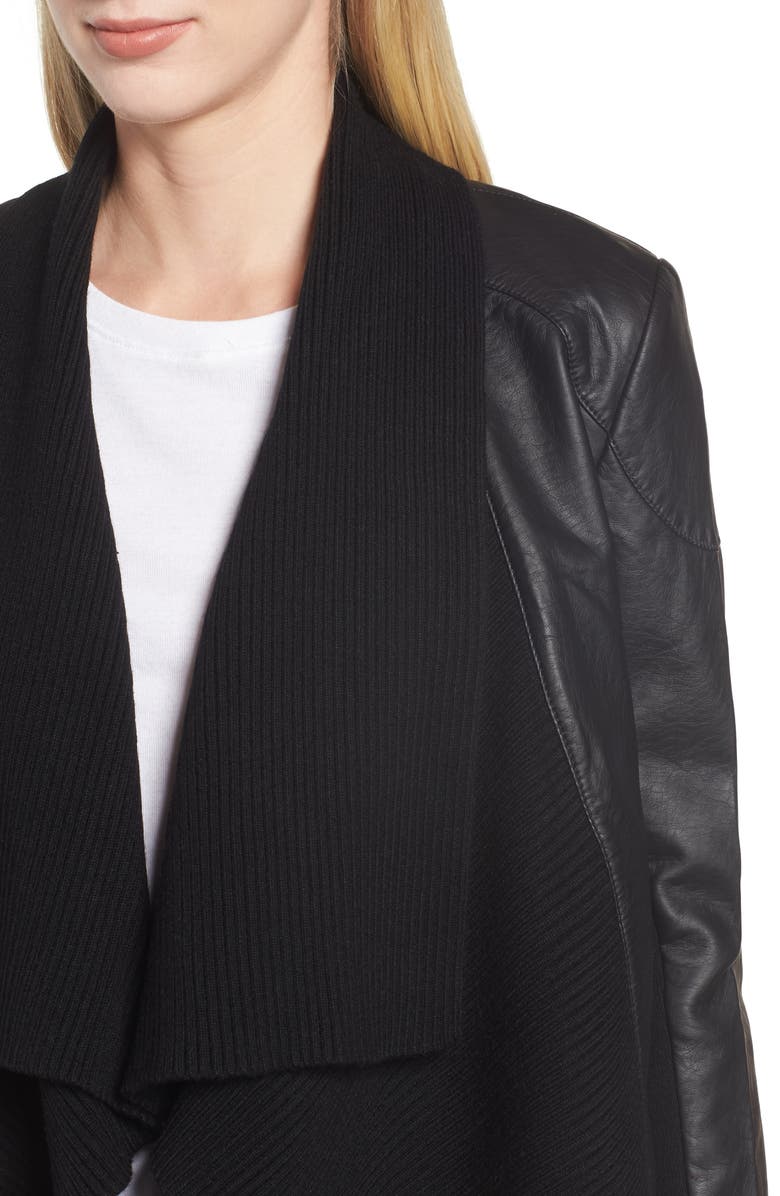 Caslon® Ribbed Drape Front Faux Leather Jacket | Nordstrom