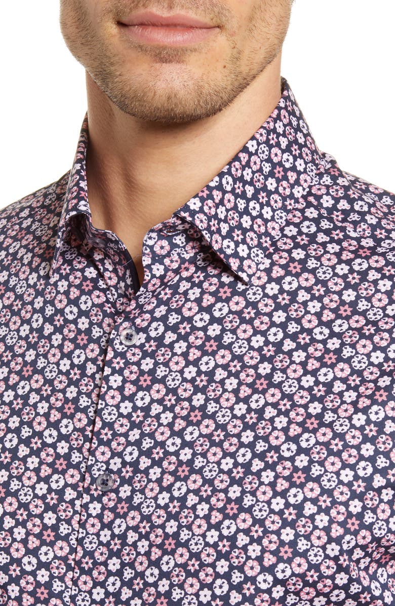 Stone Rose Slim Fit Floral Short Sleeve Button-Up Performance Shirt ...