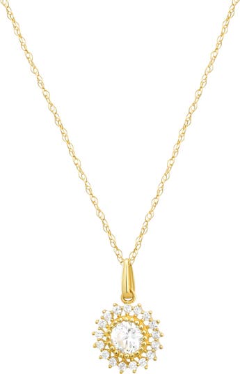 CANDELA JEWELRY 10K Gold CZ Halo Pendant Necklace | Nordstromrack