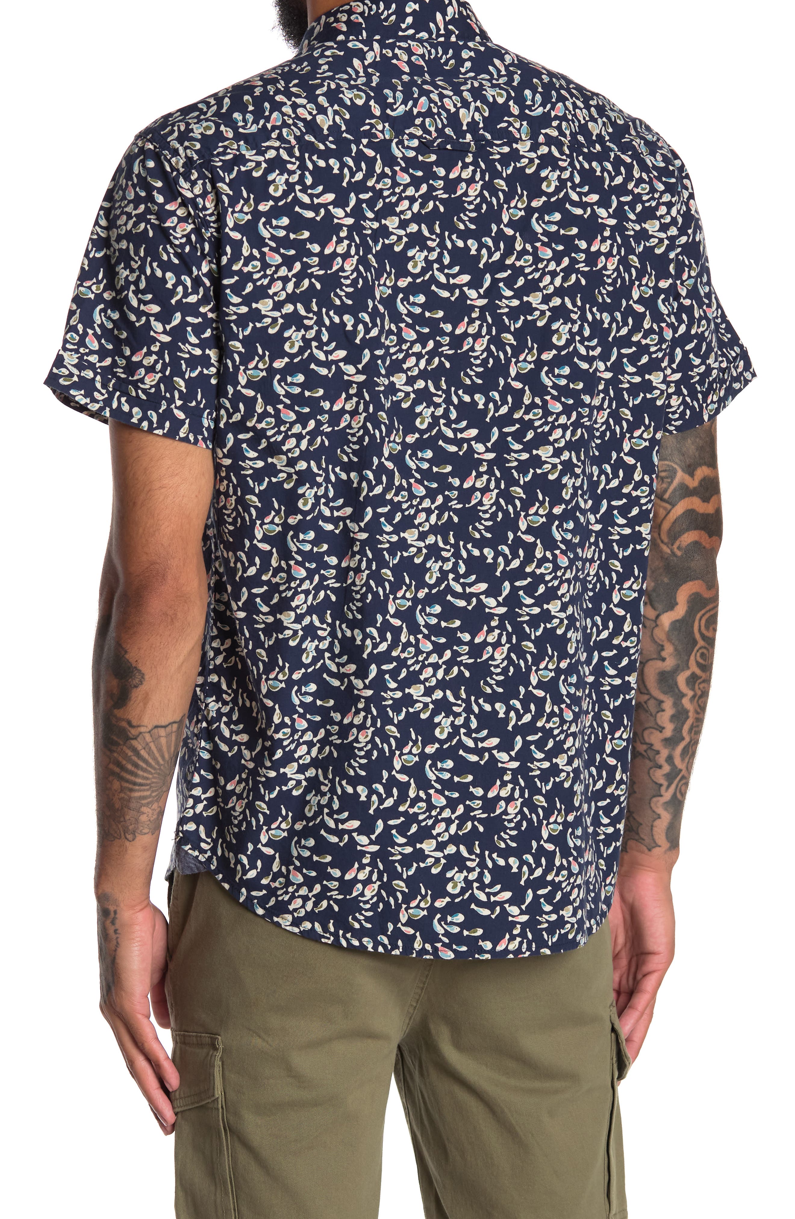 THREAD AND CLOTH Watercolor Fish Print Regular Fit Shirt | Nordstromrack