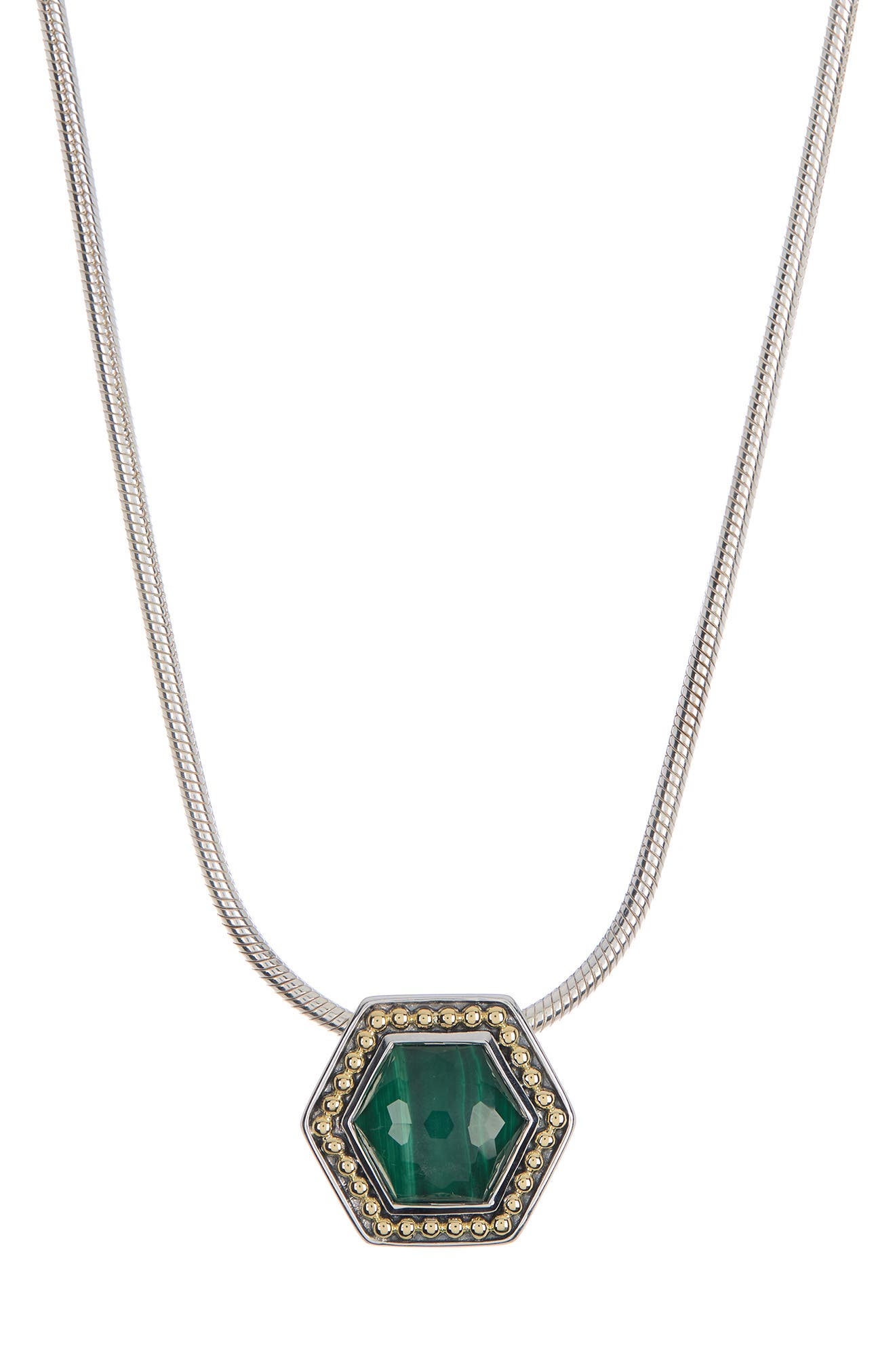 LAGOS 18K Gold & Sterling Silver Treasure Chest Malachite Pendant ...