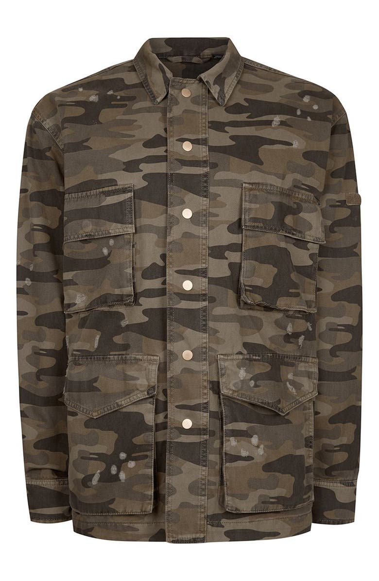 Topman AAA Collection Distressed Camo Field Jacket | Nordstrom