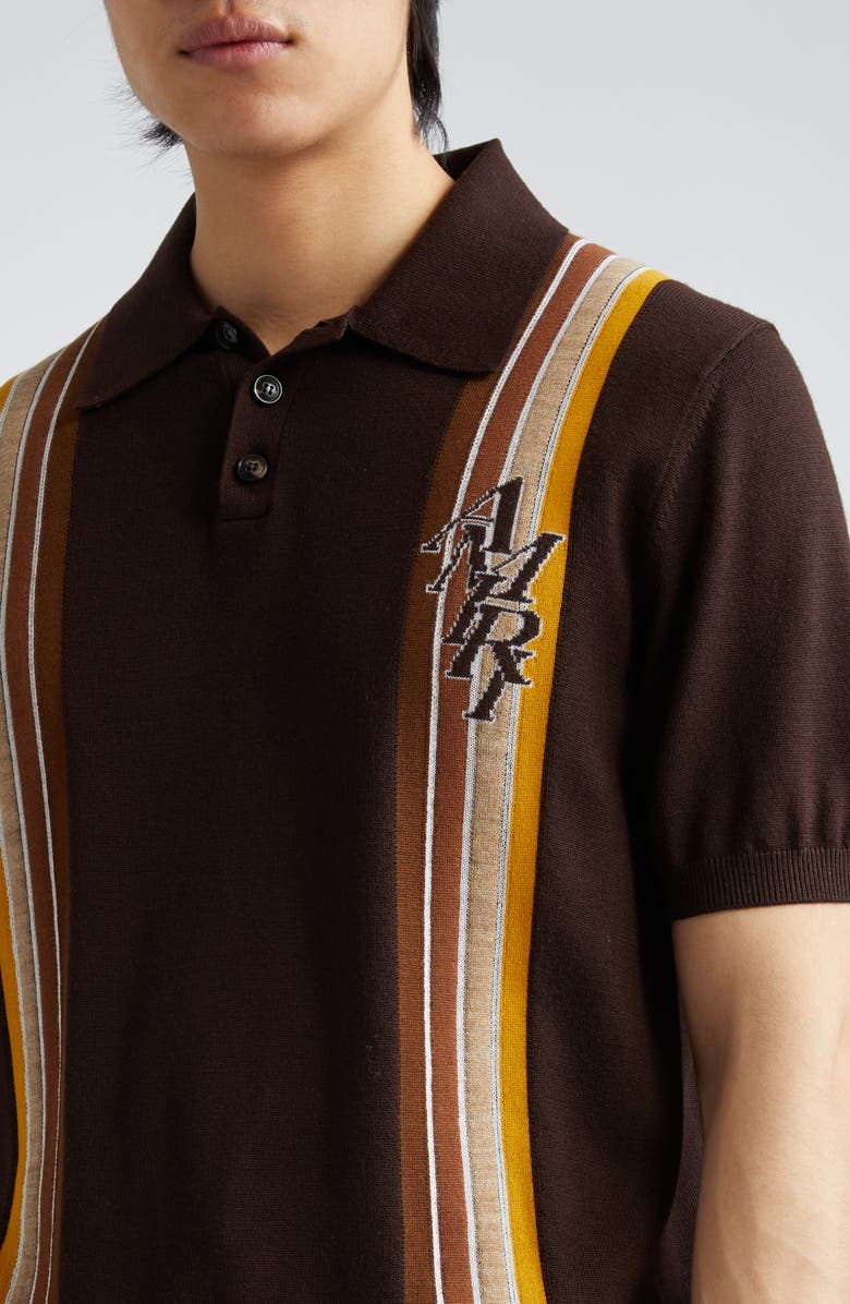 AMIRI Stacked Logo Stripe Wool & Cotton Polo Sweater | Nordstromrack