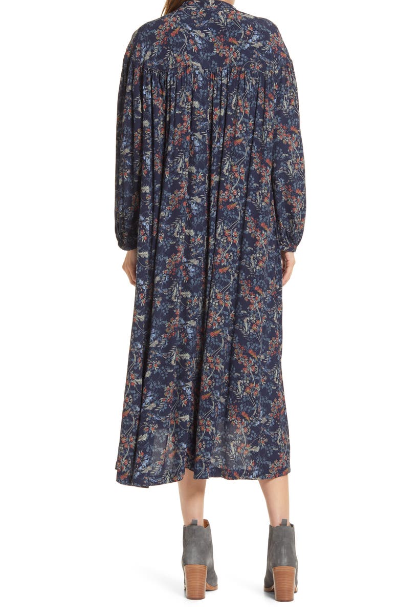 Treasure & Bond Floral Long Sleeve Woven Midi Dress | Nordstromrack